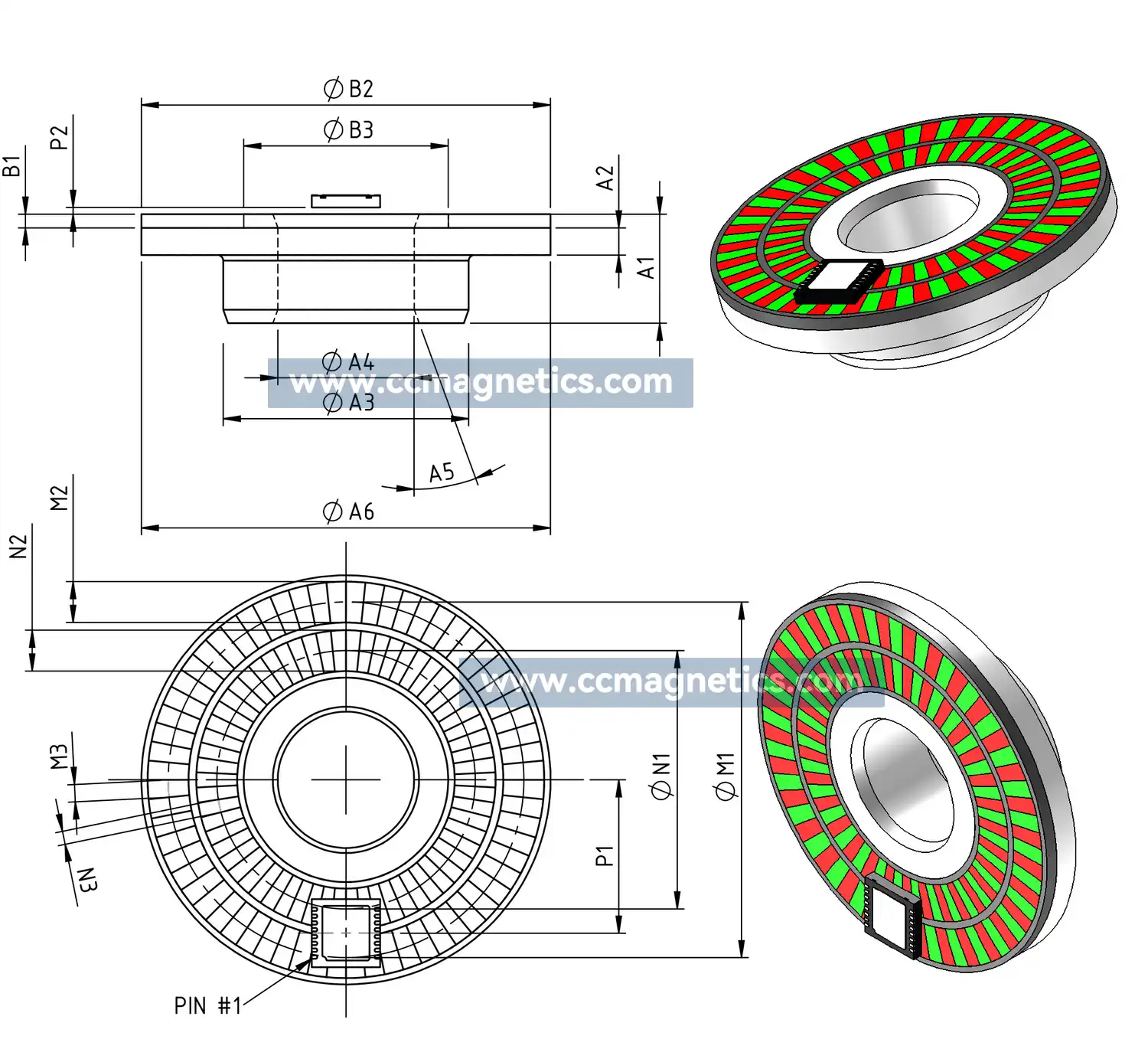 Multiturn Encoders Magnets, MU2S 30-32N | CCmagnetics