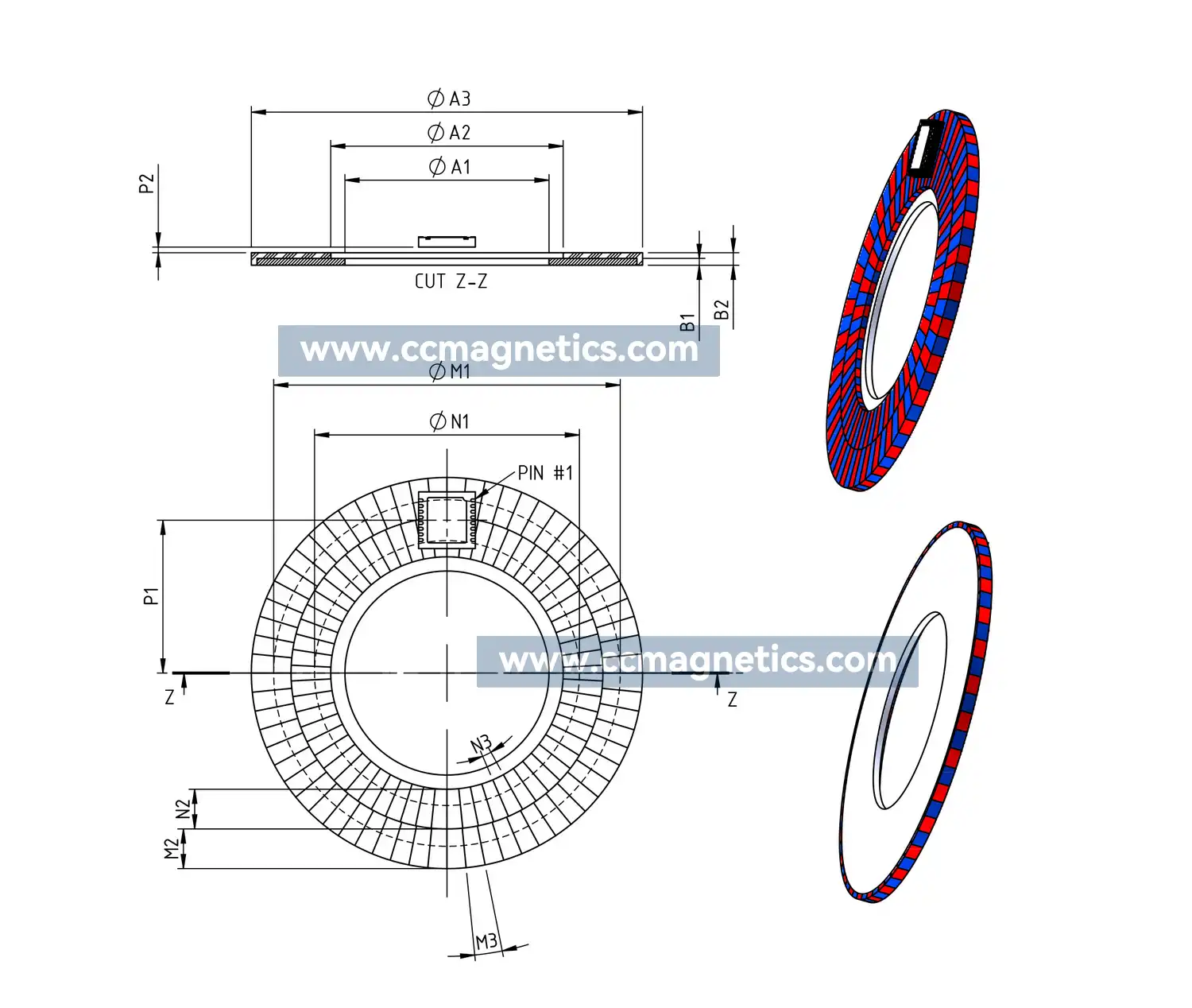Neodymium Single/Double Track Ring Magnets for Encoder Applications