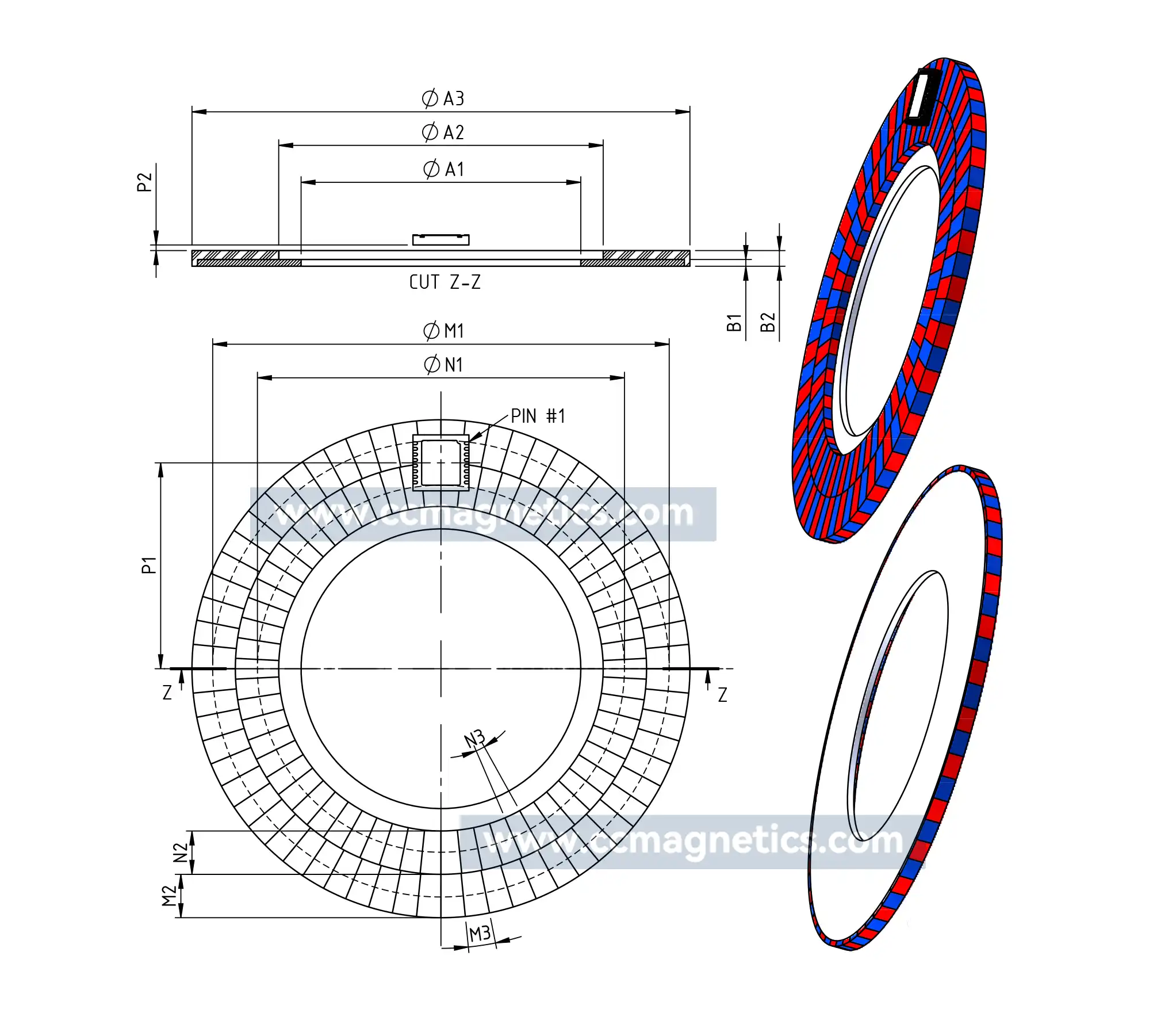 Absolute Rotary Encoder Magnetic Ring, MU37S 45-32N
