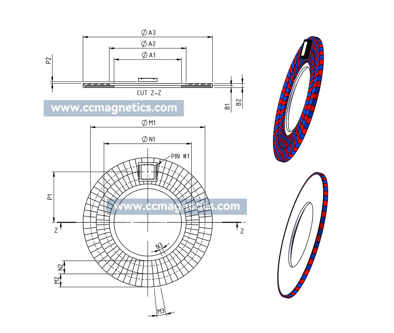 Multi Track Magnetic Ring, MU36S_35-32N | CCmagnetics